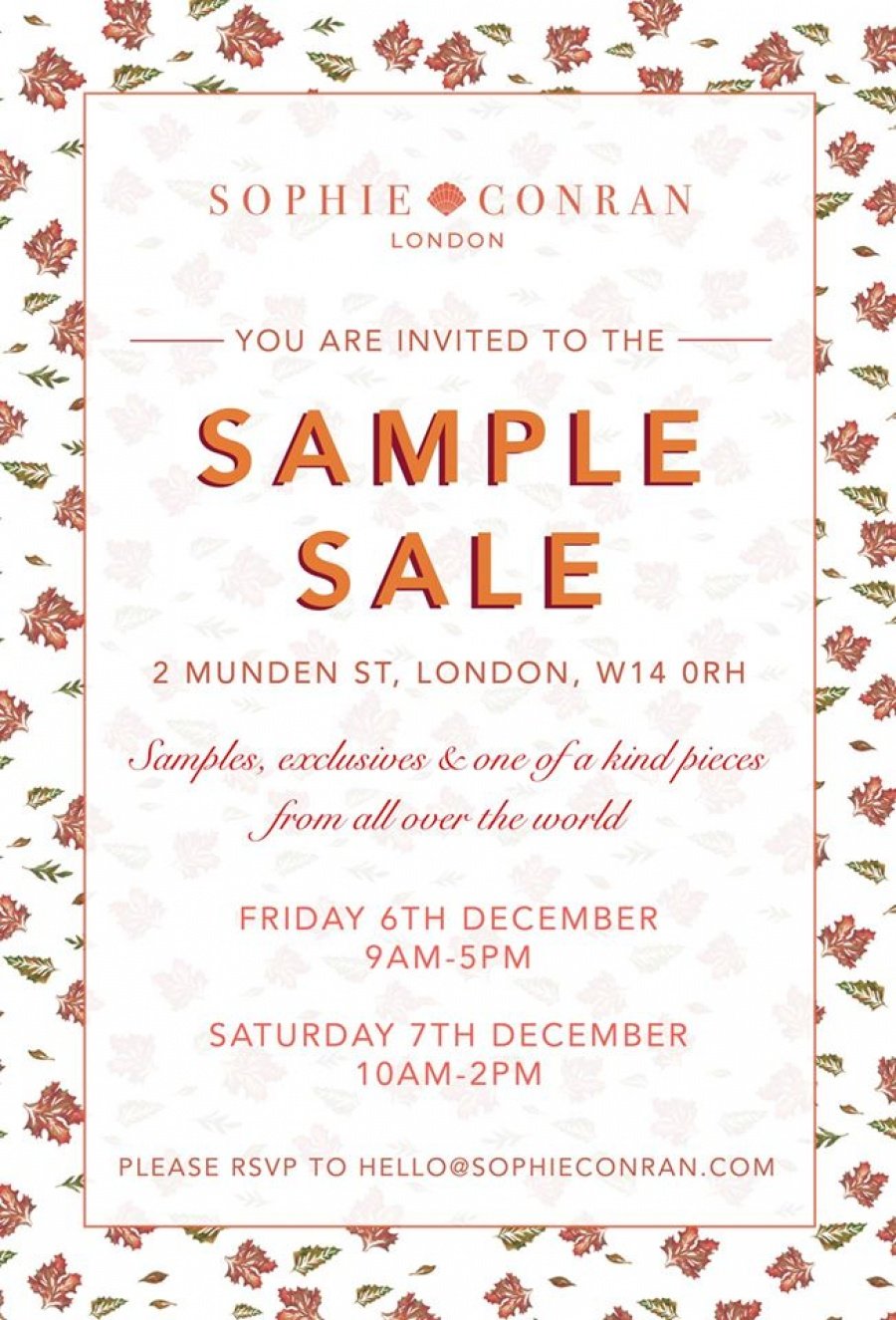 Sophie Conran Sample Sale -- Sample sale in London